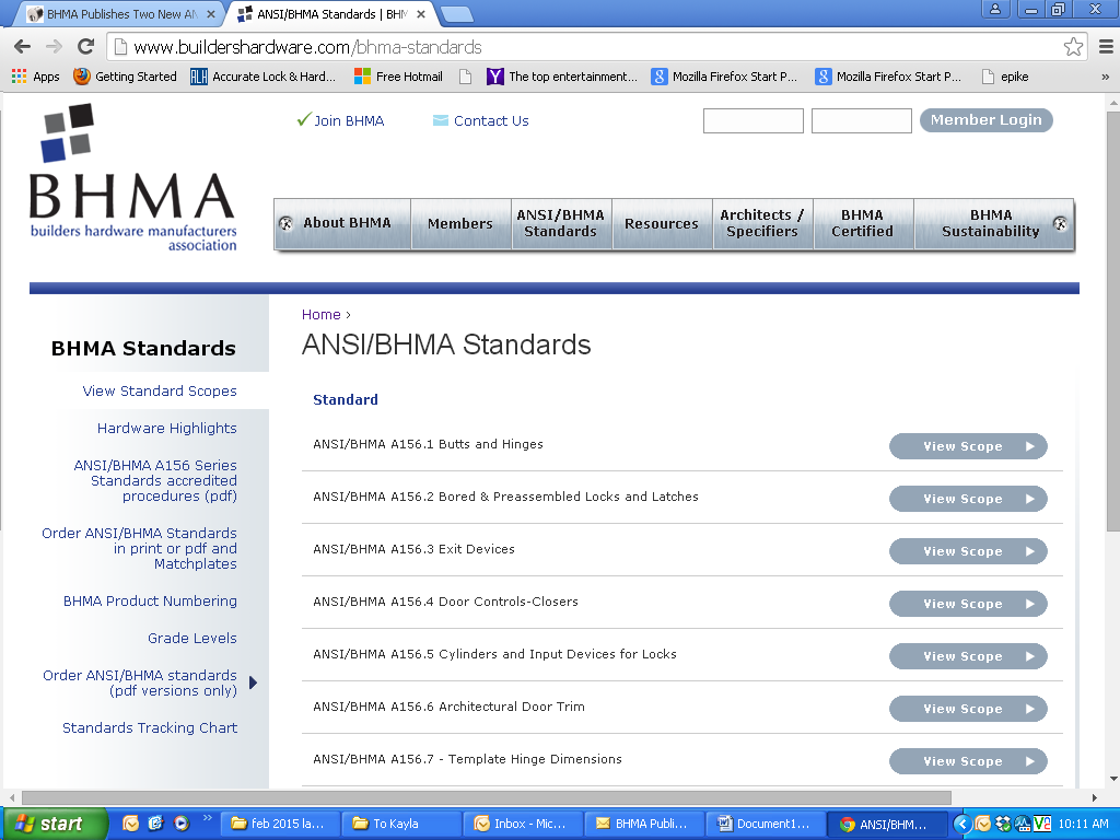 BHMA Publishes Two New ANSI/BHMA Standards and Updates Five in 2014 ...